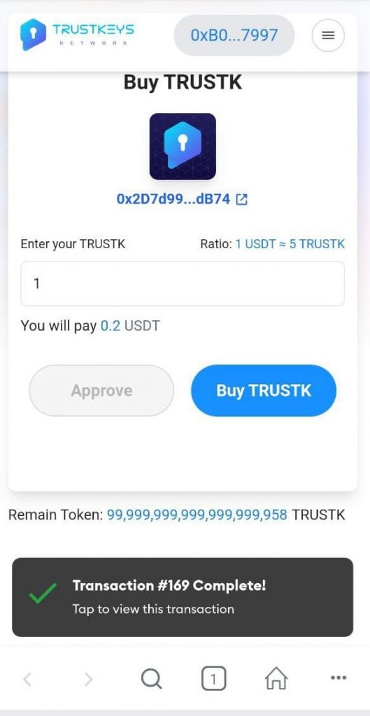 Guide to buy TRUSTK on IDO - TrustKeys Network