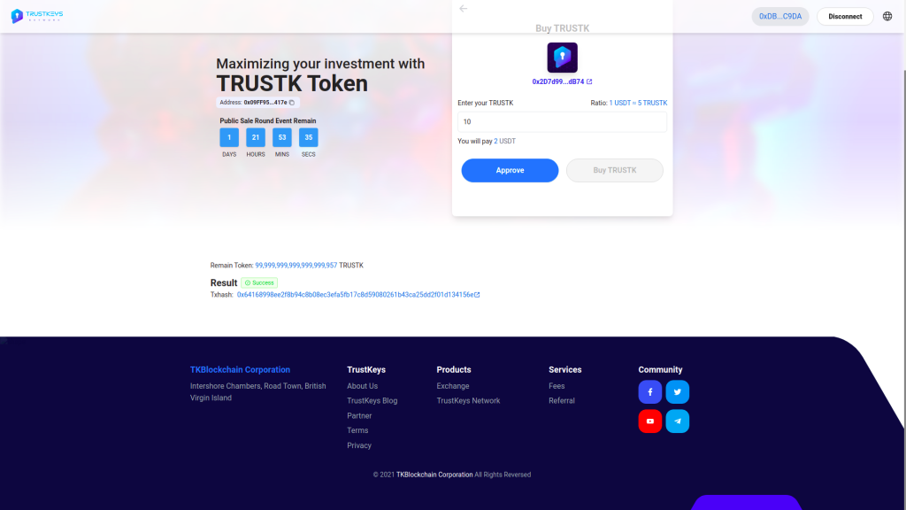 Hướng dẫn mua IDO TRUSTK - TrustKeys Network