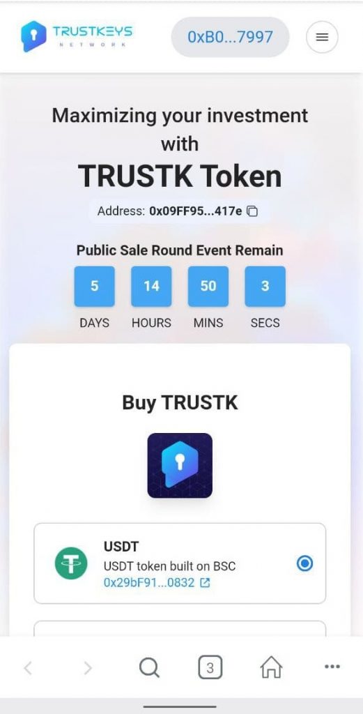 Guide to buy TRUSTK on IDO - TrustKeys Network