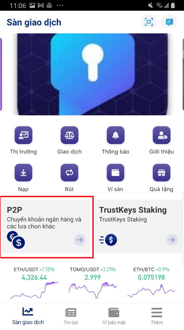 Hướng dẫn mua tiền mã hoá trên giao dịch P2P - TrustKeys Network