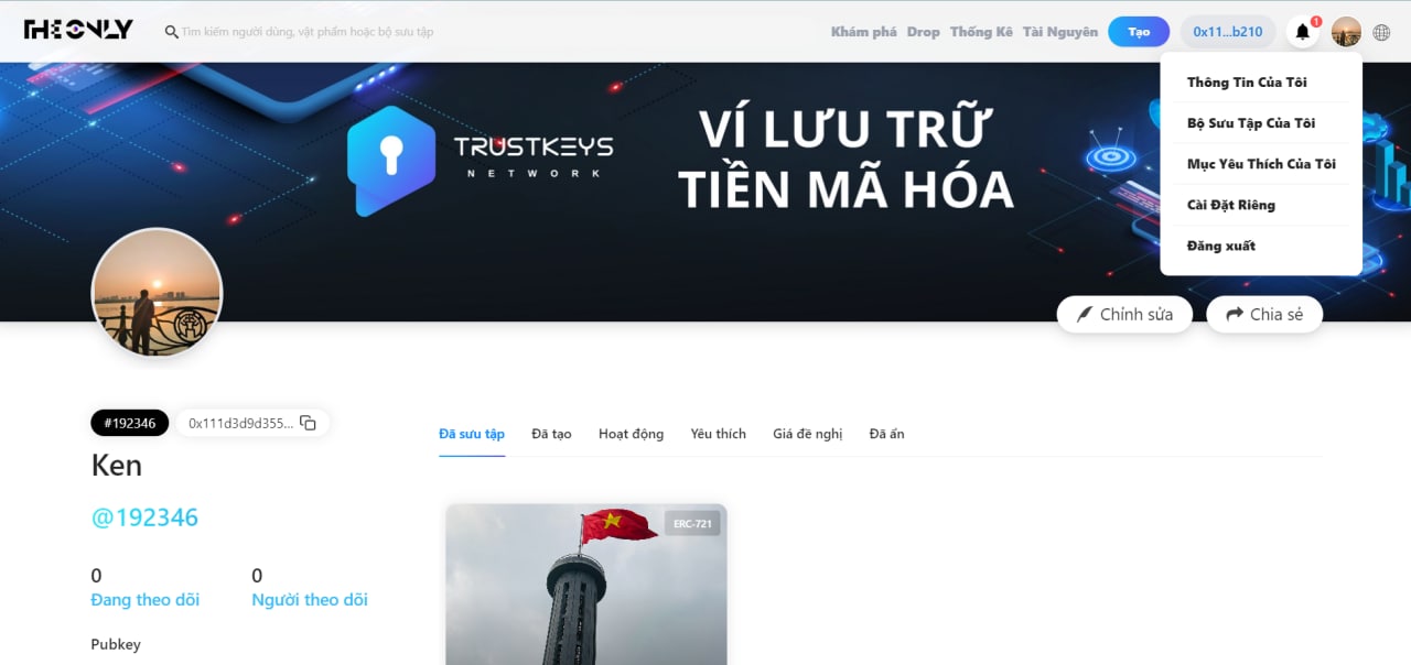 Hướng dẫn bán NFT ở TheOnly thông qua WalletConnect - TrustKeys Network